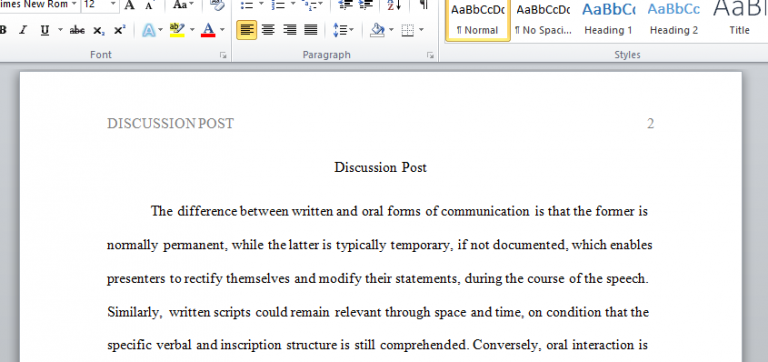 Explain the difference between an oral style of speaking and a written ...