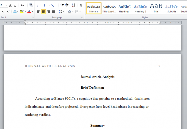 Write a journal article analysis on any of the terms provided such as ...