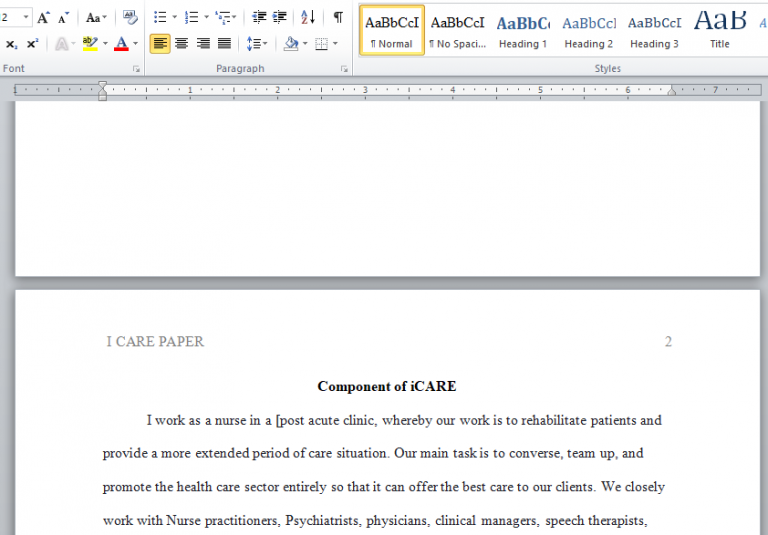 Apply the components of the iCARE concept to interprofessional teams in ...