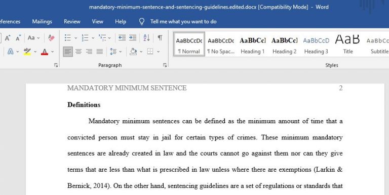 Mandatory minimum sentence and sentencing guidelines - Essay Counter